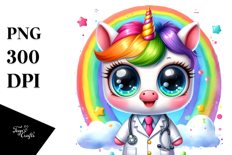 Goofy Baby Unicorn in Lab Coat