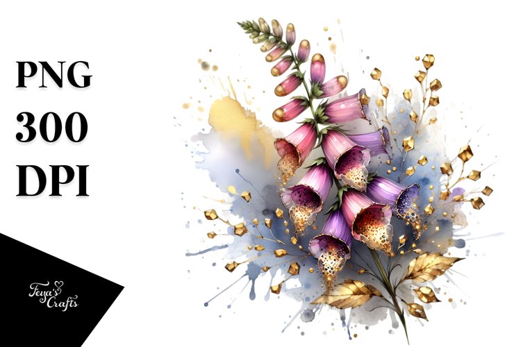 Abstract Shiny Watercolor Foxglove Splash