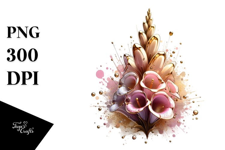 Abstract Shiny Watercolor Foxglove Splash