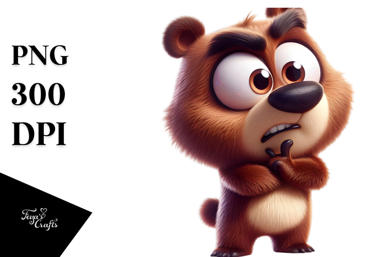 Goofy Bear with Cross-Eyed Expression PNG