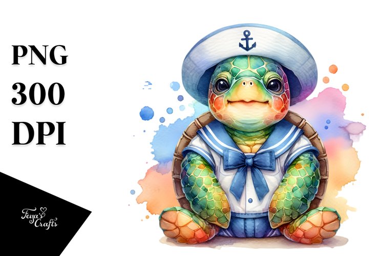 Colorful Baby Turtle Sailor Suit Clipart