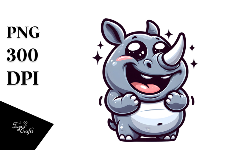 Cute Rhino with Silly Expression, Trending Vector Art