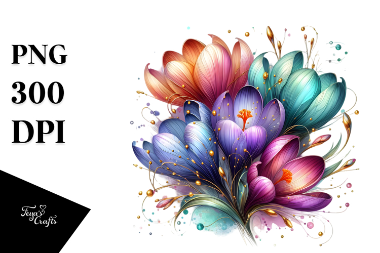Shiny Colorful Crocus, High-Res PNG