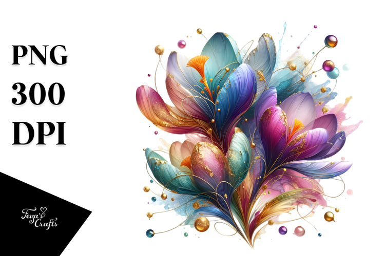 Shiny Colorful Crocus, High-Res PNG