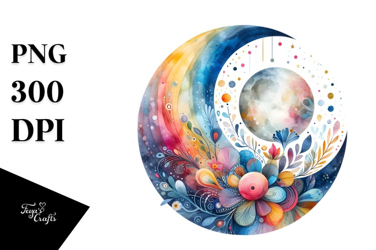 Colorful Moon | Sublimation Clipart