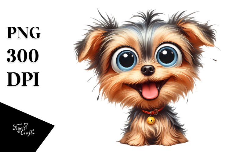 Crazy Yorkshire Terrier Watercolor Clipart