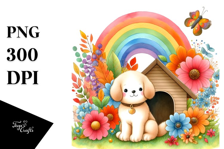 Whimsical Dog House Watercolor