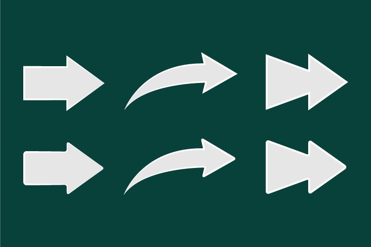 White arrows paper style design collection