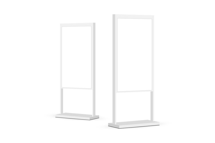 White Digital Signage Mockup With Blank Screen