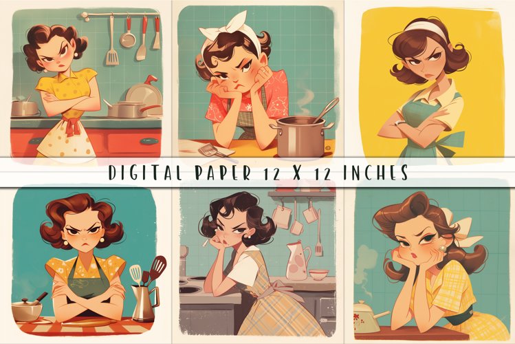 Retro Housewife Digital Paper (4156248)