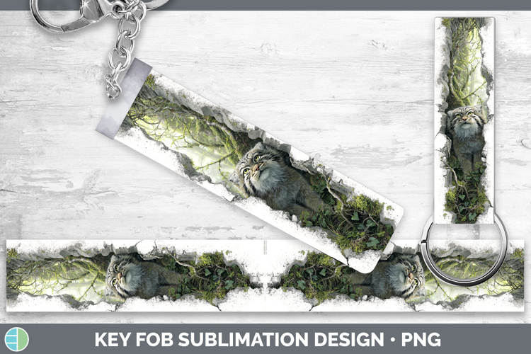 Pallas Cat Wild Cats 3D Hole Key Fob Sublimation Design