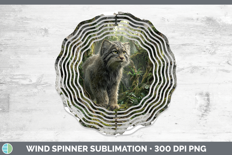 Pallas Cat Wild Cats 3D Hole Wind Spinner Sublimation Design