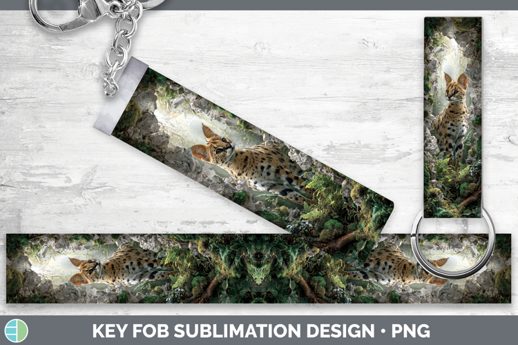 Serval Wild Cats 3D Hole Key Fob Sublimation Design