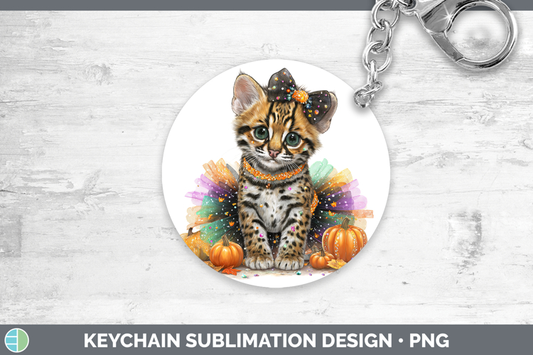 Wild Cats Halloween Margay Cat Keychain Sublimation Keyring