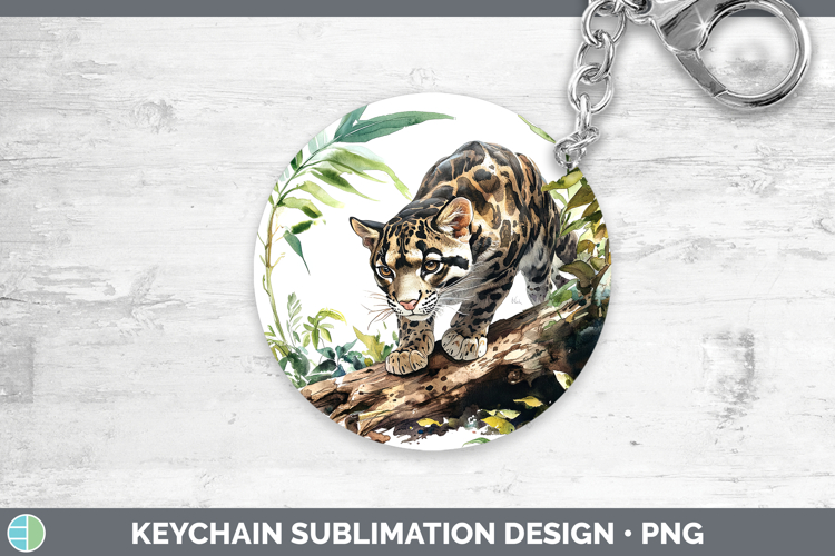 Wild Cats Leopard Clouded Keychain Sublimation Keyring Desig