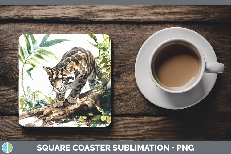 Wild Cats Leopard Clouded Square Coaster Sublimation Coaster