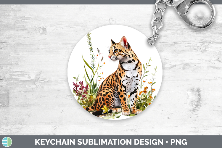 Wild Cats Ocelot Keychain Sublimation Keyring Designs