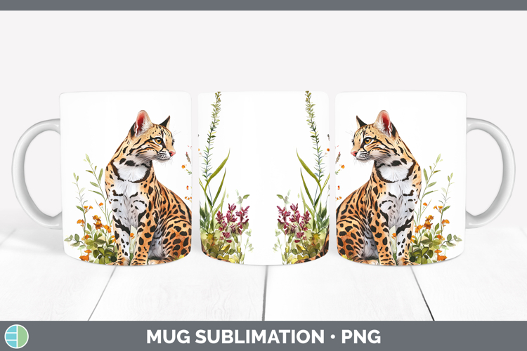 Wild Cats Ocelot Mug Wrap Sublimation Coffee Cup Designs