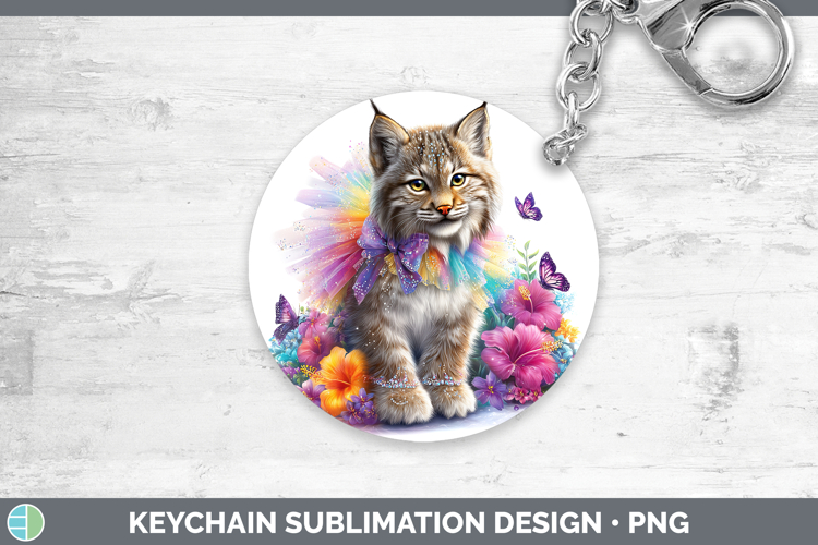 Wild Cats Rainbow Summer Canada Lynx Keychain Sublimation Ke