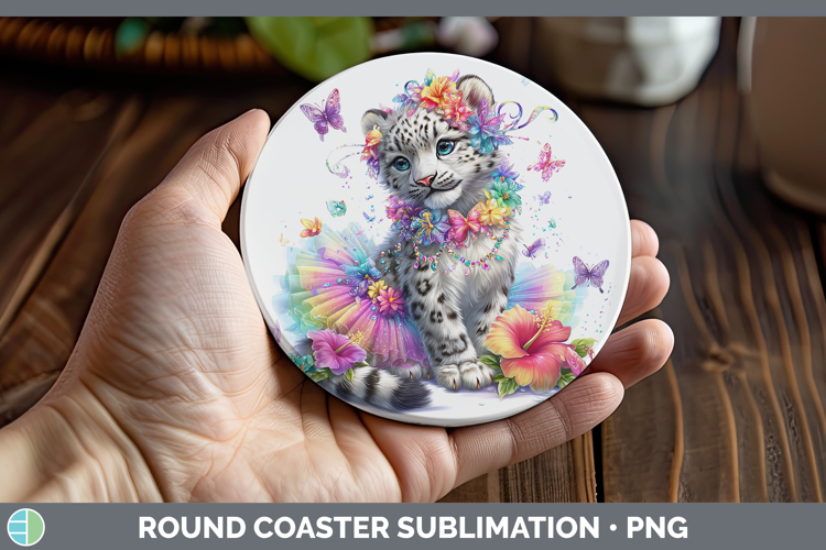 Wild Cats Rainbow Summer Leopard Snow Round Coaster Sublimat