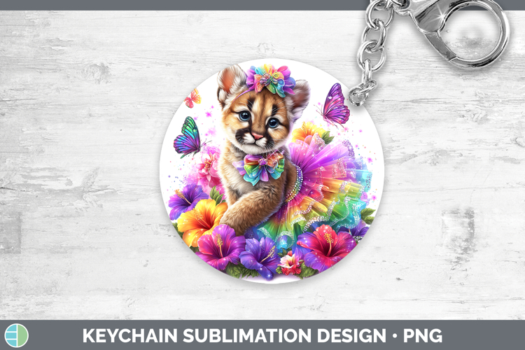 Wild Cats Rainbow Summer Puma Concolor Keychain Sublimation