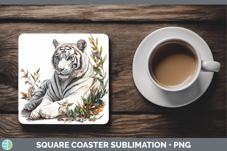 Wild Cats White Tiger Square Coaster Sublimation Coaster Des