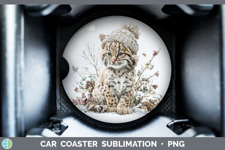 Geoffroys Cat Wild Cats Winter Knit Hat Car Coaster Sublimat