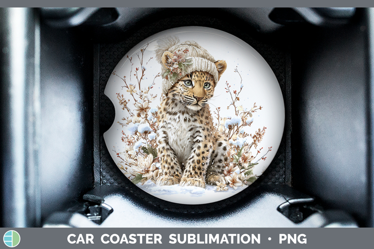 Leopard Wild Cats Winter Knit Hat Car Coaster Sublimation De