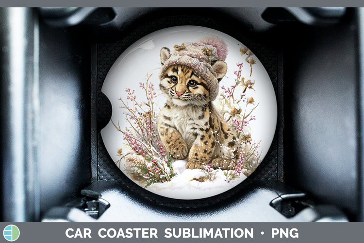 Leopard Clouded Wild Cats Winter Knit Hat Car Coaster Sublim