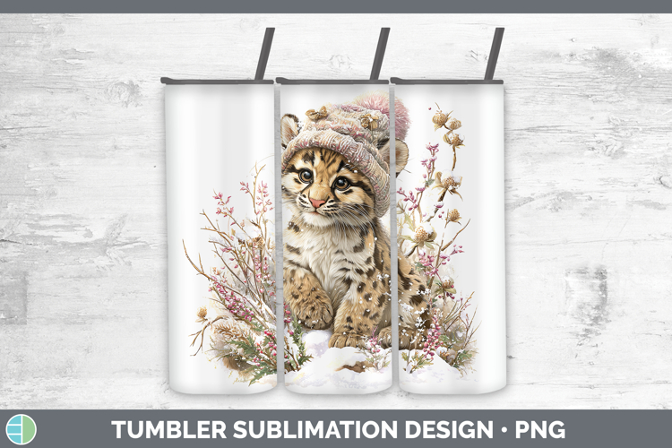 Leopard Clouded Wild Cats Winter Knit Hat Tumbler Sublimatio