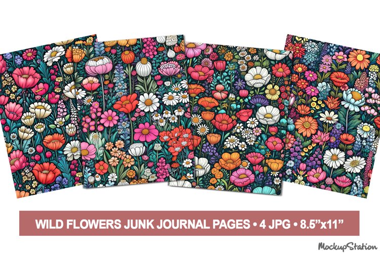Spring Flowers Junk Journal Pages | Floral Backgrounds JPG