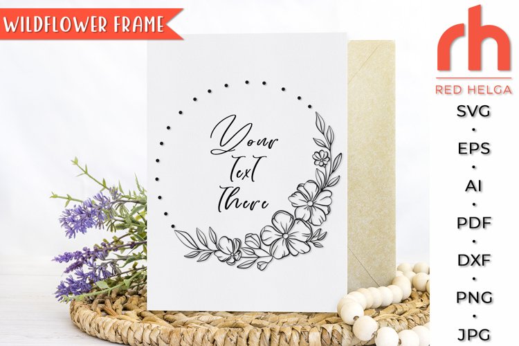 Wildflower Frame SVG - Flower Wreath Cut File