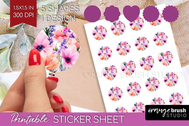 Wildflowers Round Sticker - Spring Flowers (5093994)