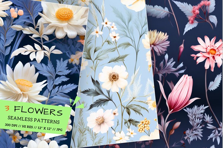 Wildflowers Seamless Pattern Floral Set | Watercolor Pattern