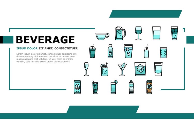 beverage drink juice fresh water landing header vector