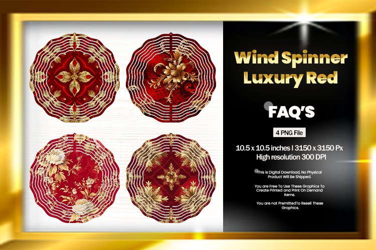 Luxury Red Wind Spinner Sublimation Design - 04 Variations