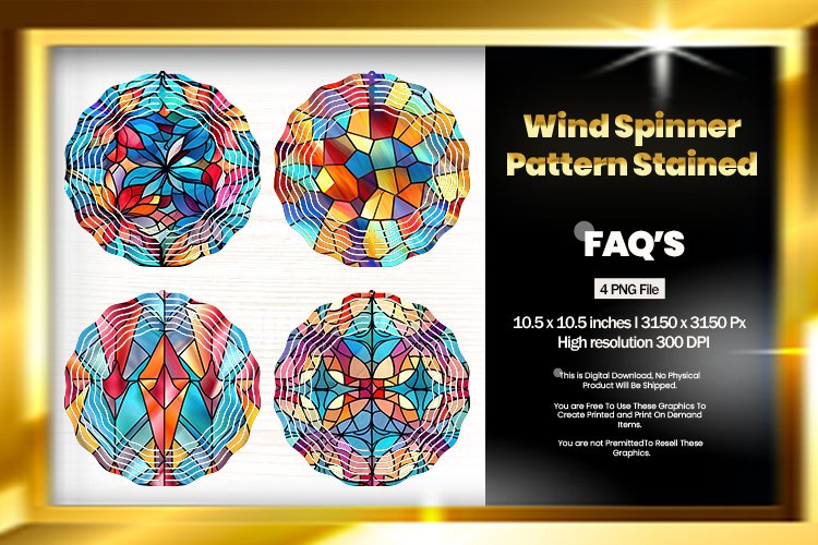 Pattern Stained Wind Spinner Sublimation Design