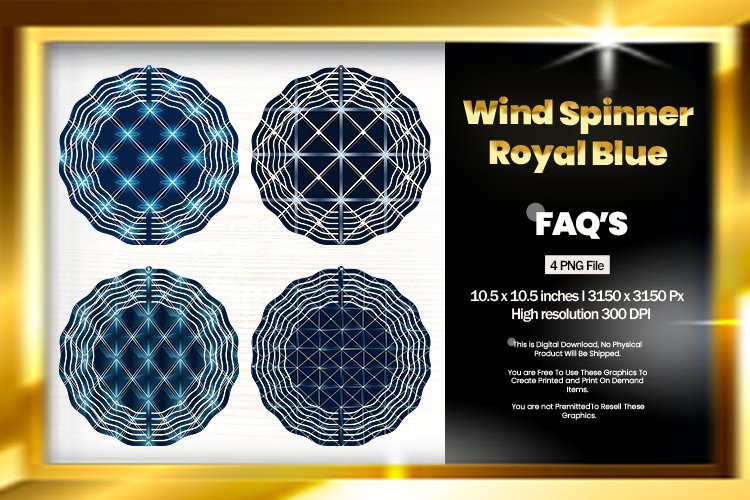 Royal Blue Wind Spinner Sublimation Design - 04 Variations