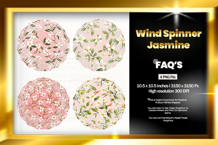 Jasmine Wind Spinner Sublimation Design - 04 Variations