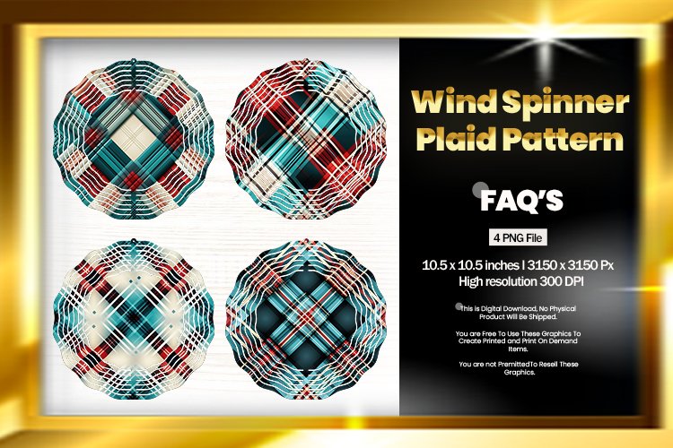 Plaid Pattern Wind Spinner Sublimation Design - 04 Variation