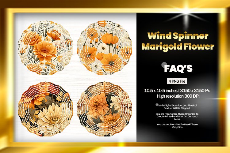 Flower Wind Spinner Sublimation Design - 04 (4638011)