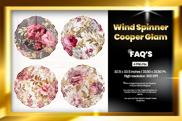 Cooper Glam Wind Spinner Sublimation Design - 04 Variations