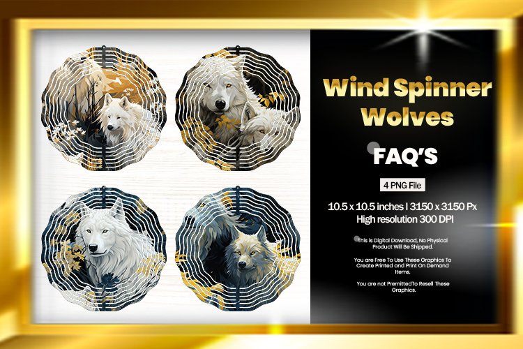 Wolves Wind Spinner Sublimation Design - 04 Variations