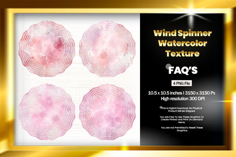 Watercolor Texture Wind Spinner Sublimation Design (4644413)