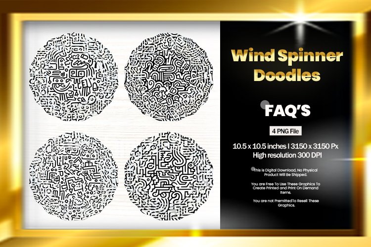 Doodles Wind Spinner Sublimation Design - 04 Variations