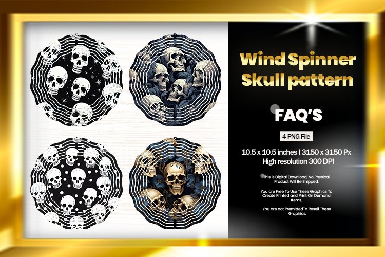 Skull pattern Wind Spinner Sublimation Design - 04 (4641993)