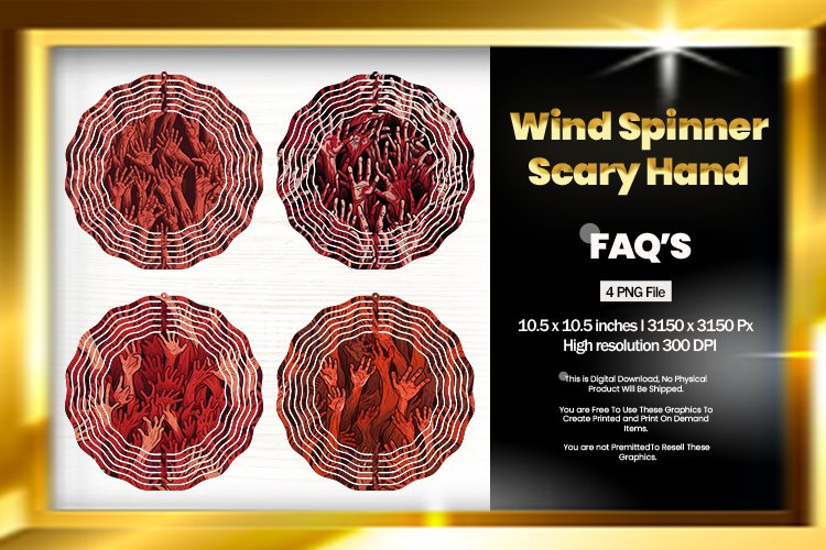 Scary Hand Wind Spinner Sublimation Design - 04 Variations