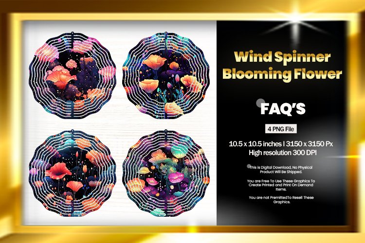 Flower Wind Spinner Sublimation Design - 04 (4635673)