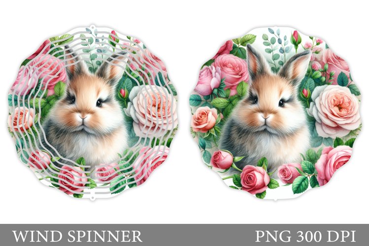 Cute Bunny Wind Spinner. Bunny Flowers Wind (5121192)