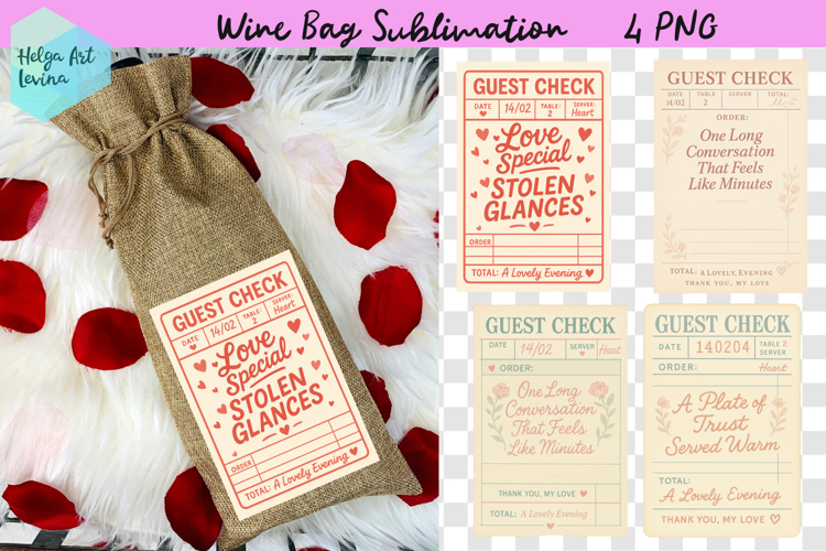 Wine Bag Sublimation | Valentine's Day PNG (6477859)